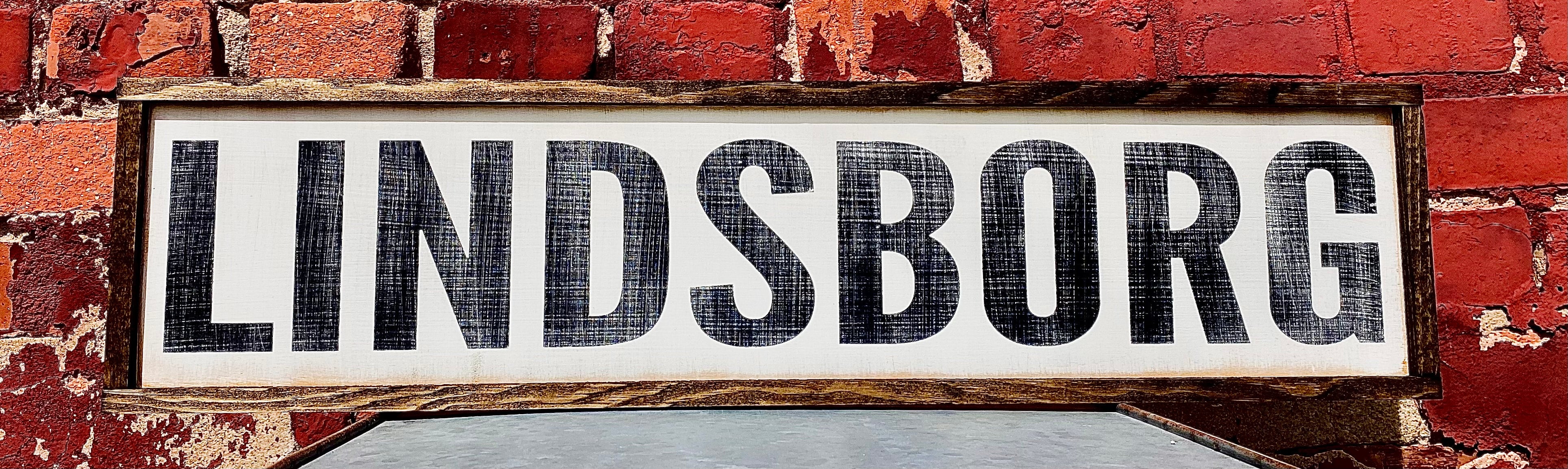 Lindsborg Sign With Wood Accent | The Good Merchant